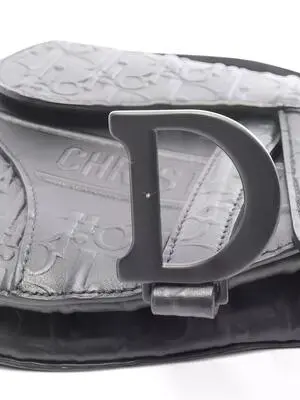 Dior 2010s Mini Oblique Emboss Saddle Bag - Black