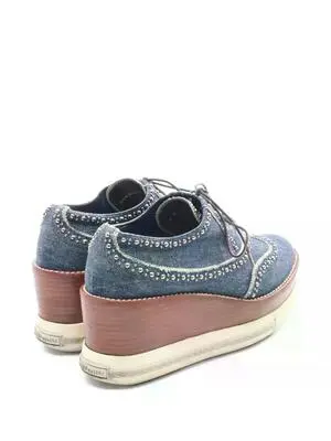 Miu Miu Stud-embellished Denim Platform Sneakers