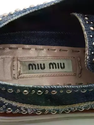 Miu Miu Stud-embellished Denim Platform Sneakers