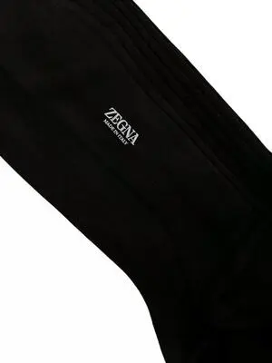 Zegna Logo-print Mid-calf Socks - Brown