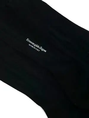 Zegna Logo-embroidered Socks - Black