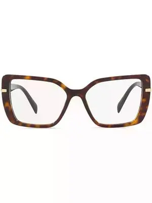 Prada Geometric Frame Glasses - Brown