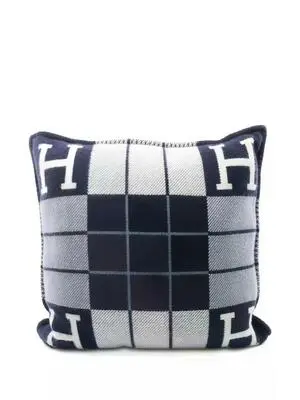 Hermès 2010s Pm Avalon Iii Check Cushion - Blue