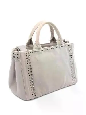 Prada 2000s Studded Canapa Tote Bag