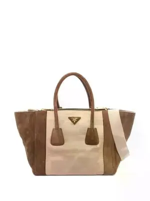 Prada Canvas And Suede Tote Bag