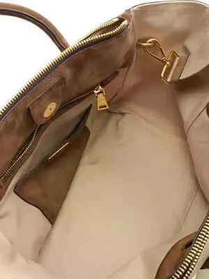Prada Canvas And Suede Tote Bag
