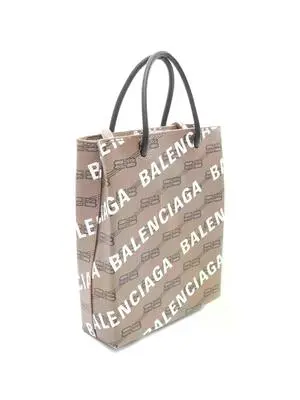 Balenciaga 2010s Bb Monogram Leather Tote Bag - Neutrals