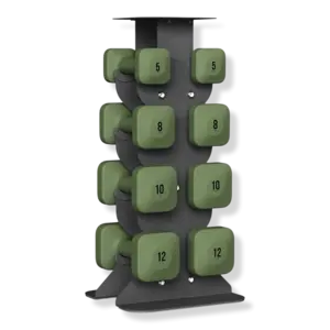 WeGym Safegrip Dumbbells Middle Set With Dark Rack - Forest