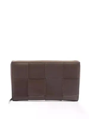 Bottega Veneta 2010s Cassette Woven Leather Wallet - Brown