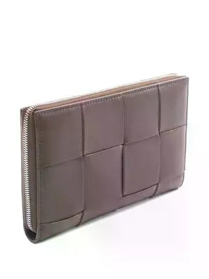 Bottega Veneta 2010s Cassette Woven Leather Wallet - Brown