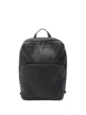 Bottega Veneta Intrecciato Leather Detail Backpack - Black