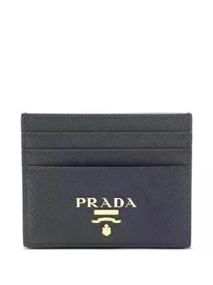 Prada 2020s Saffiano Metal Cardholder - Black