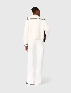 Maje Cable-knit Sailor Cardigan - Ecru