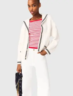 Maje Cable-knit Sailor Cardigan - Ecru