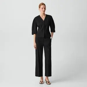 Theory Classic Straight Pant In Good Linen - Black