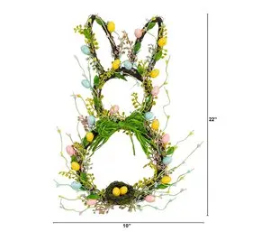 NEARLY NATURAL 22' Easter Rabbit Shaped Wreath