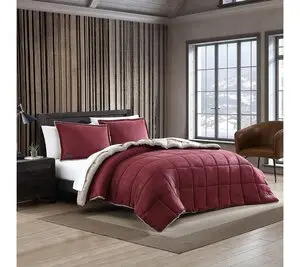 Eddie Bauer Sherwood Red Textured Twin Comforte R Set - One-color