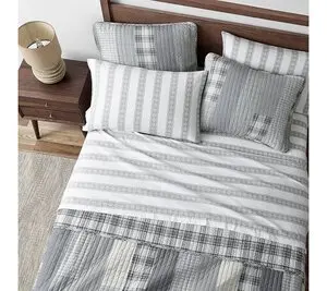 Eddie Bauer Snowflake Fair Isle Grey Cotton Que En Sheet Set