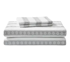 Eddie Bauer Snowflake Fair Isle Grey Cotton Ful L Sheet Set - One-color