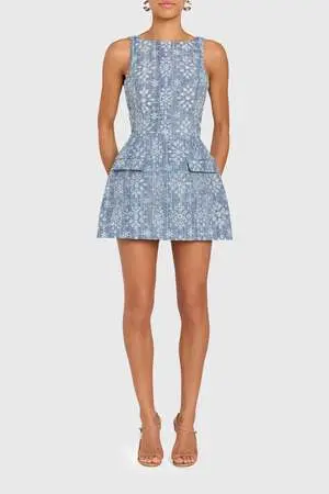 Amanda Uprichard Clarissa Embroidered Chambray Romper - Aero