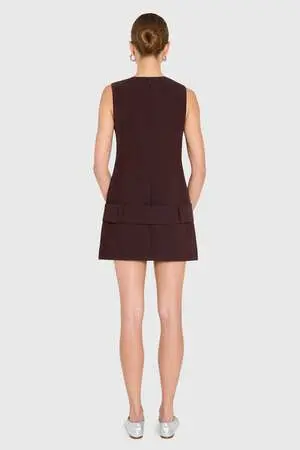 Amanda Uprichard Alistair Sleeveless Belted Mini Romper - Cocoa