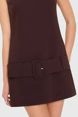 Amanda Uprichard Alistair Sleeveless Belted Mini Romper - Cocoa