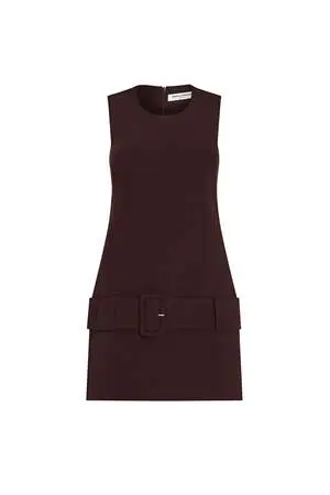 Amanda Uprichard Alistair Sleeveless Belted Mini Romper - Cocoa