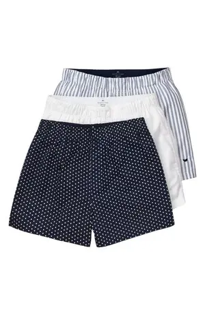 PETITE PLUME Assorted 3-pack Cotton Twill Boxers - Navy