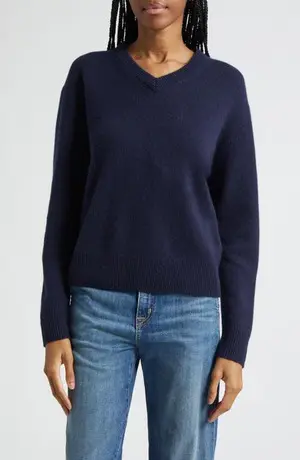 SPORTY & RICH Src Monogram Cashmere & Wool V-neck Sweater