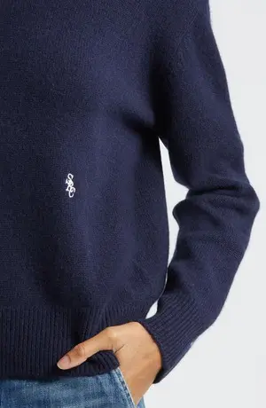 SPORTY & RICH Src Monogram Cashmere & Wool V-neck Sweater
