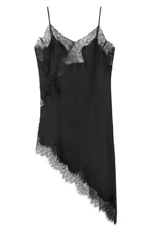 Mango Lace Asymmetric Camisole Dress - Black