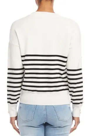 Karen Kane Striped Button Detail Sweater
