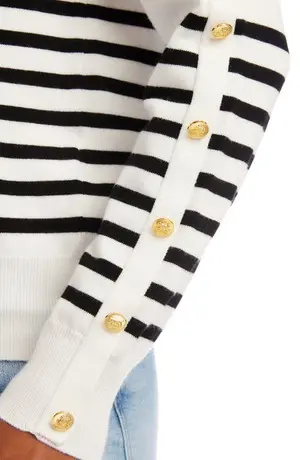 Karen Kane Striped Button Detail Sweater