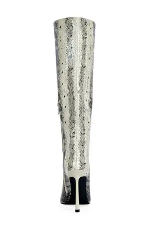 AZALEA WANG Madeye Snakeskin Embossed Knee High Boots