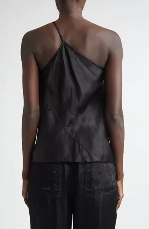 Rick Owens One-shoulder Satin Top - Black