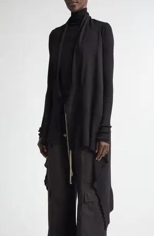 Rick Owens Open Front Virgin Wool Cardigan - Black