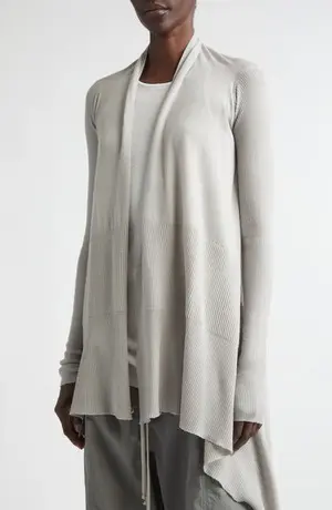 Rick Owens Open Front Virgin Wool Cardigan - Pearl
