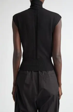 Rick Owens Virgin Wool Turtleneck Sweater - Black