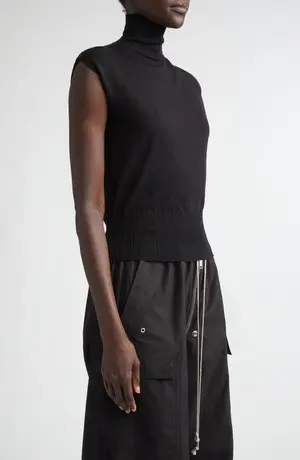 Rick Owens Virgin Wool Turtleneck Sweater - Black