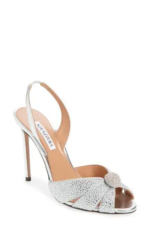 AQUAZZURA Flirt Slingback Sandal - Silver