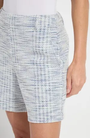 Lyssé Lily Pull-on Mid Thigh Summer Tweed Shorts - Azzurro Tweed