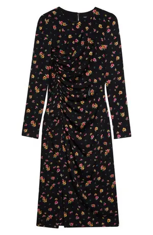 Dolce & Gabbana Floral Print Long Sleeve Charmeuse Midi Dress
