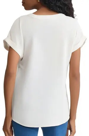 Jones New York Cuffed Short Sleeve Top