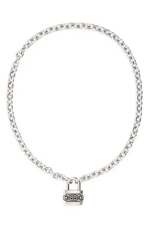 Balenciaga Bb Padlock Chain Necklace - Silver/antique Silver