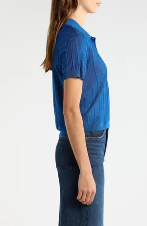 FRAME Ribbed Polo Knit Top