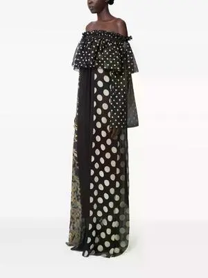 Nina Ricci Bow-detail Polka Dot Silk Maxi Dress