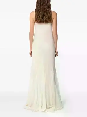 Nina Ricci Flower-appliqués Silk Maxi Dress