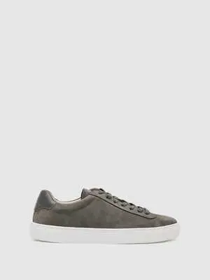 REISS Finley Nubuck Leather Lace-up Trainers - Grey