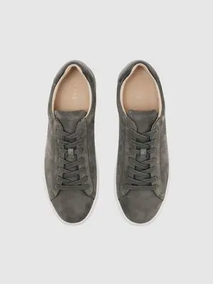 REISS Finley Nubuck Leather Lace-up Trainers - Grey