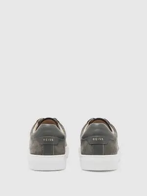 REISS Finley Nubuck Leather Lace-up Trainers - Grey
